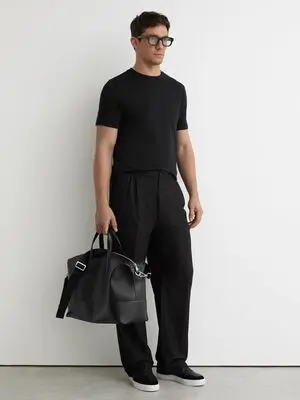 REISS Aquamarine Blue Marl Crew Neck T-shirt - Black