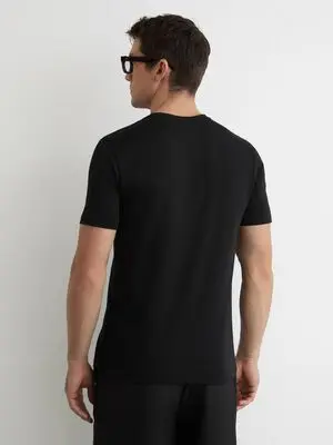 REISS Aquamarine Blue Marl Crew Neck T-shirt - Black