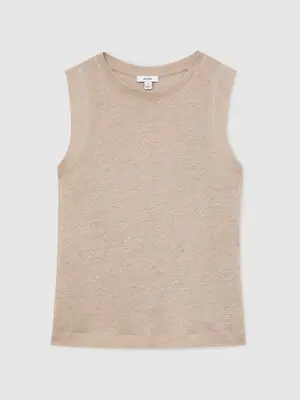 REISS Linen Jersey Crew-neck Vest