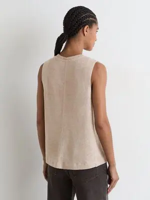 REISS Linen Jersey Crew-neck Vest