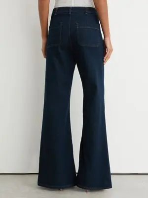 REISS Patch-pocket Flared High-rise Jeans - Dark Blue