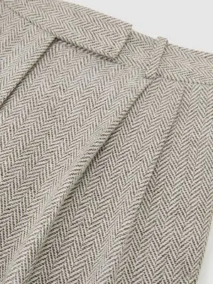 REISS Petite Herringbone Linen-blend Straight-leg Suit Trousers