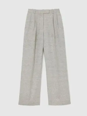 REISS Petite Herringbone Linen-blend Straight-leg Suit Trousers