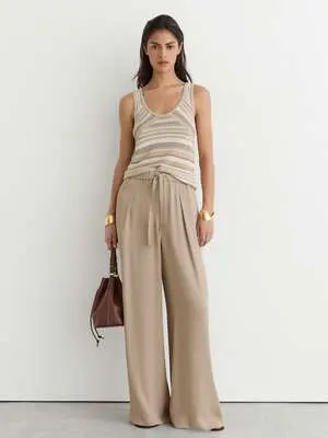 REISS Petite Drawstring Wide-leg Trousers - Neutral