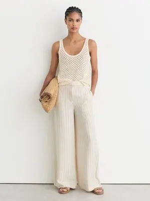 REISS Linen Open-stitch Knitted Vest - Ivory