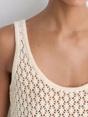 REISS Linen Open-stitch Knitted Vest - Ivory