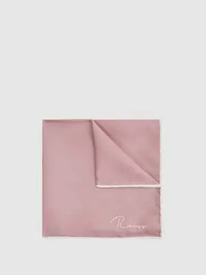 REISS Plain Silk Pocket Square - Pink