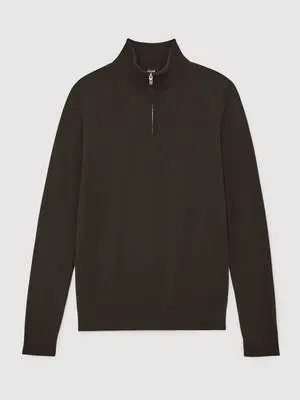 REISS Merino Wool Half-zip Funnel Neck Jumper