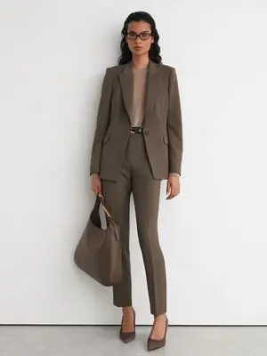REISS Black & Neutral Petite Puppytooth Slim-fit Suit Trousers - Black/neutral