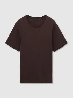 REISS Cotton- Crew-neck Modern-fit T-shirt - Dark Brown