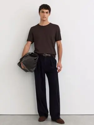 REISS Cotton- Crew-neck Modern-fit T-shirt - Dark Brown