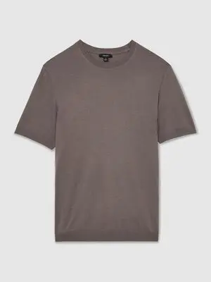 REISS Cotton- Crew-neck Modern-fit T-shirt - Mouse Brown
