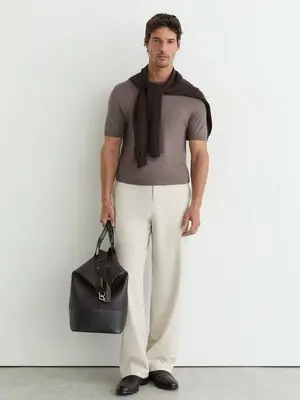 REISS Cotton- Crew-neck Modern-fit T-shirt - Mouse Brown