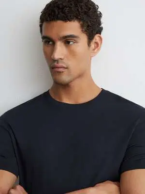 REISS Cotton- Crew-neck Modern-fit T-shirt - Navy
