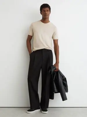 REISS Cotton- Crew-neck Modern-fit T-shirt - Stone
