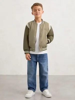 REISS 3-9 Yrs Colour-block Bomber Jacket - Green