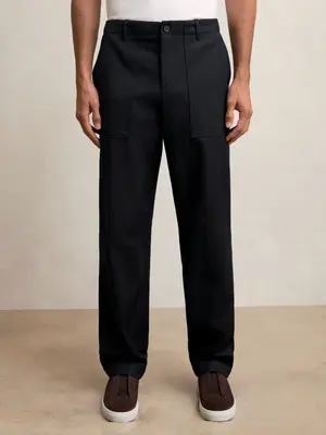REISS Lyocell Cotton Wide Utility Trousers