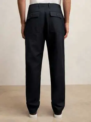 REISS Lyocell Cotton Wide Utility Trousers