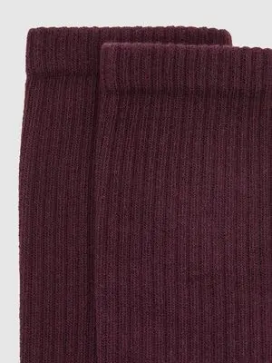 REISS Cotton-blend Ribbed Socks - Bordeaux