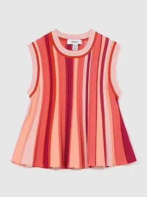 REISS 9-13 Yrs Stripe-knit Peplum Top