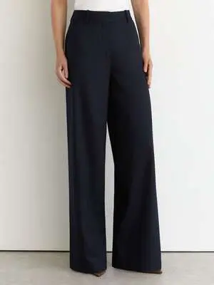 REISS Petite Wool-blend Wide-leg Suit Trousers - Navy