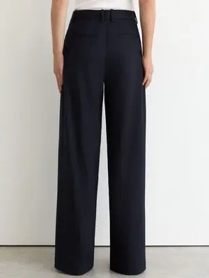 REISS Petite Wool-blend Wide-leg Suit Trousers - Navy