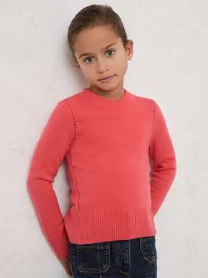 REISS Wool-blend Open-stitch Jumper With Cashmere - Coral