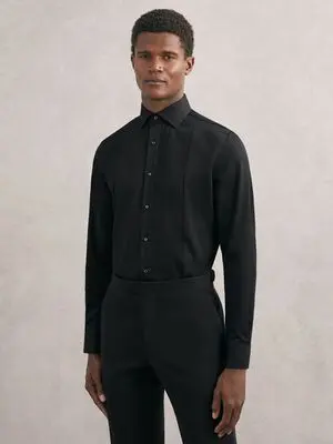 REISS Marcelular Fit Cotton Dinner Shirt - Black