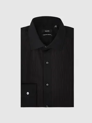 REISS Marcelular Fit Cotton Dinner Shirt - Black