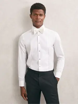 REISS Slim Fit Cotton Dinner Shirt - White