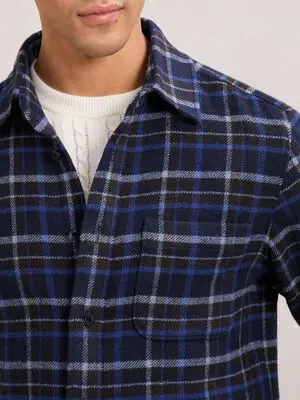 REISS Check Button-through Overshirt With Wool