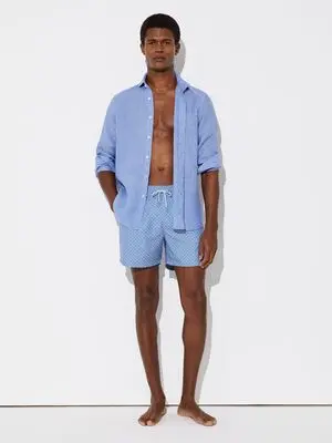 REISS Geometric-print Swim Shorts - Blue