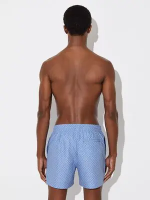 REISS Geometric-print Swim Shorts - Blue