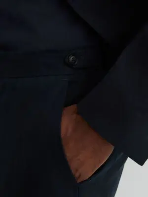 REISS Tailored Fit Linen Trousers - Navy