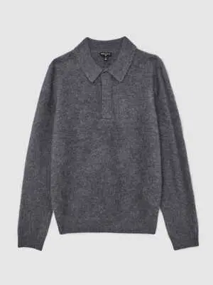 REISS Atelier Brushed-cashmere Polo Jumper