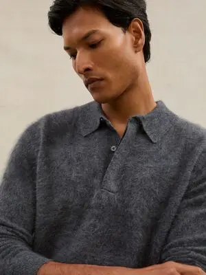 REISS Atelier Brushed-cashmere Polo Jumper