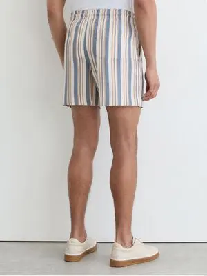 REISS Blue & Ecru Striped Drawstring Shorts - Blue/ecru