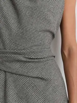 REISS Wool-blend Check Tailored Midi Dress