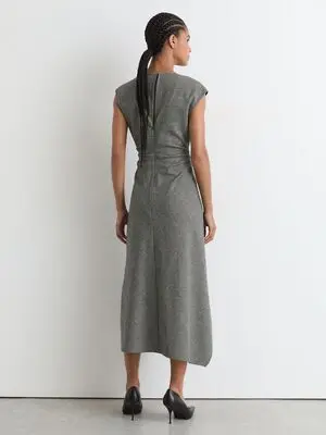 REISS Wool-blend Check Tailored Midi Dress