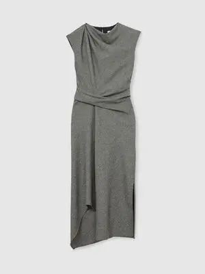 REISS Wool-blend Check Tailored Midi Dress