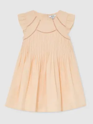REISS 9-13 Yrs Cotton Embroidered Pintuck Dress
