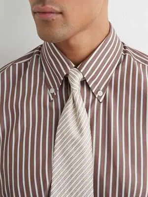 REISS Cotton Stripe Button-down Shirt Regular-fit - Brown