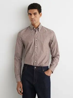 REISS Cotton Stripe Button-down Shirt Regular-fit