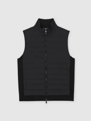 REISS Quilted Knit Funnel Neck Gilet - Black