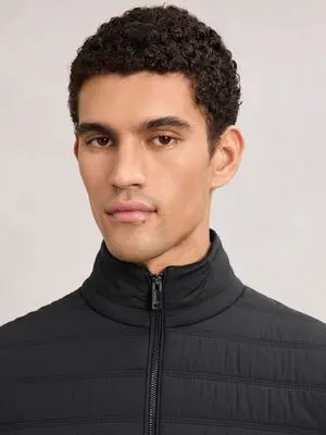 REISS Quilted Knit Funnel Neck Gilet - Black