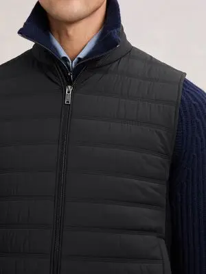 REISS Quilted Knit Funnel Neck Gilet - Black
