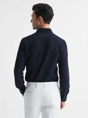 REISS Soft Wash Button Down Oxford Shirt - Navy