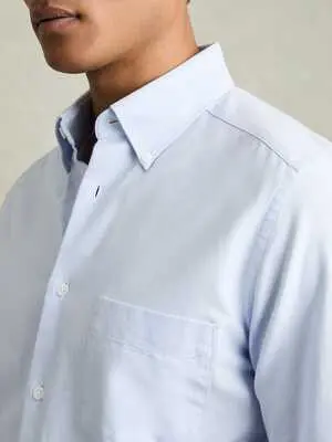 REISS Soft Wash Button Down Oxford Shirt - Soft Blue
