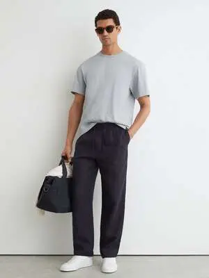 REISS Cotton Slub Relaxed-fit T-shirt - Light Blue