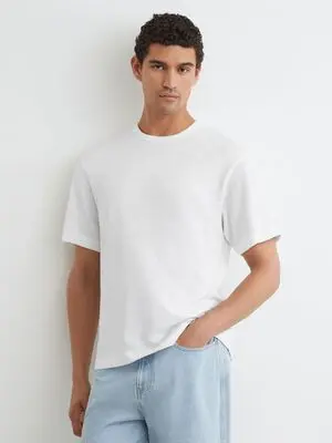 REISS Cotton Slub Relaxed-fit T-shirt - White